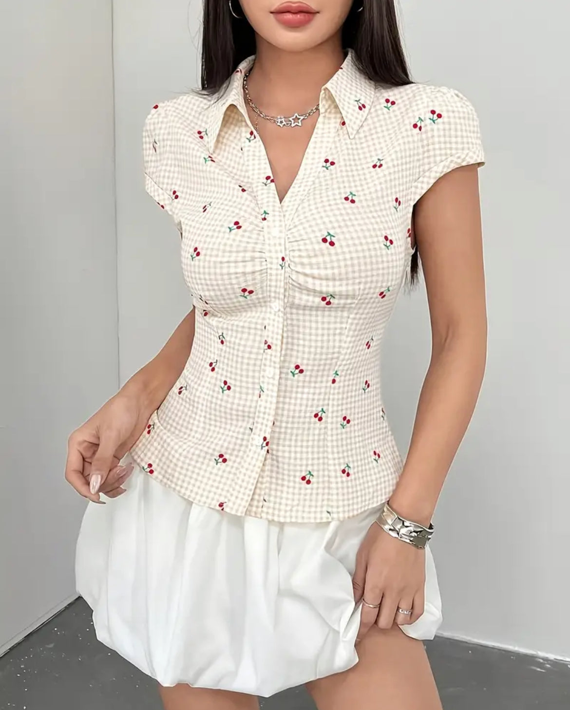 Cherry Button down – THE WOW FACTOR